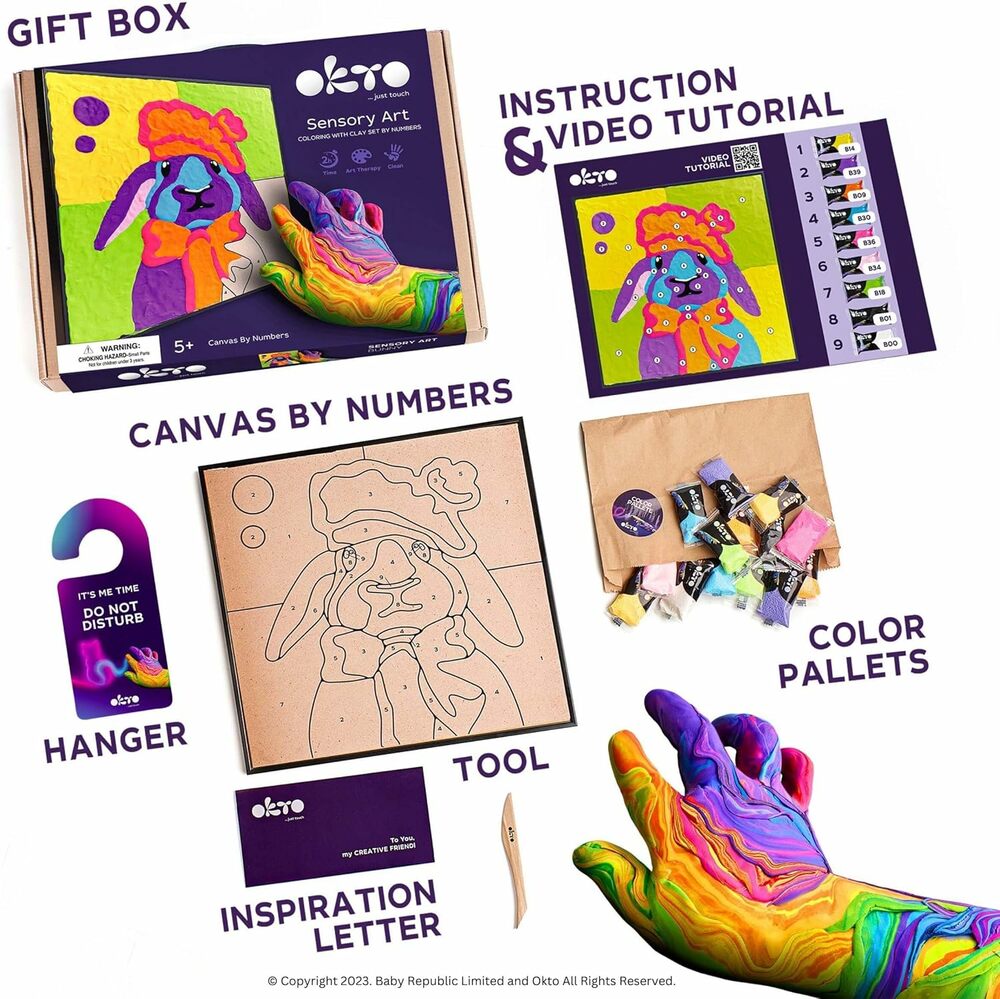 Clay By Number Sensory Air Dry Clay Art by OKTO - Winter Bunny Design ...