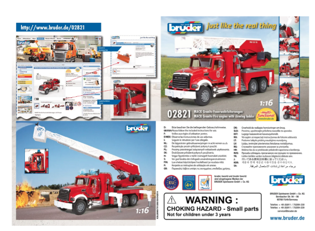 Bruder 2821 MACK Granite Fire engine with Water pump - Building Blocks